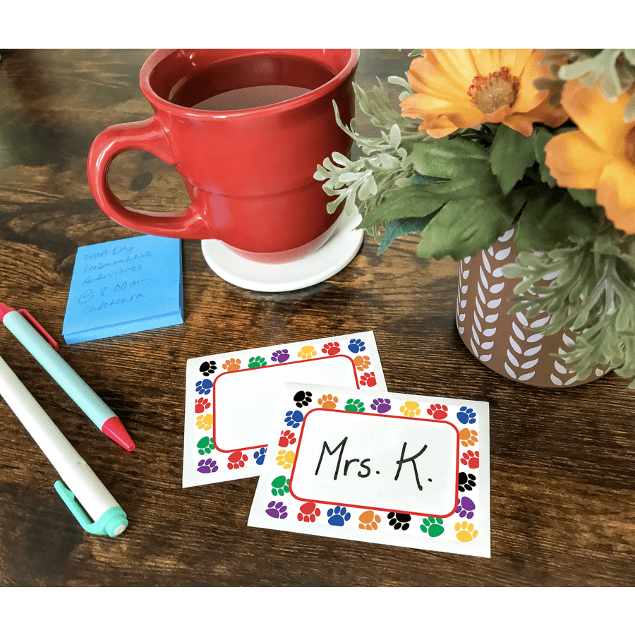 Colorful Paw Prints Name Tags/Labels – Tools 4 Teaching